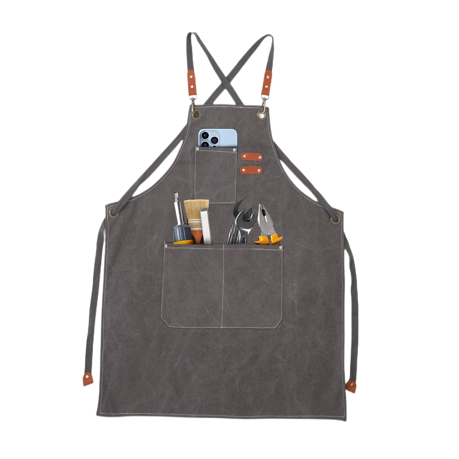 Senvitate Aprons for Women Men with Pockets, Waterproof Welding Chef Apron, Cotton Canvas Cross ...