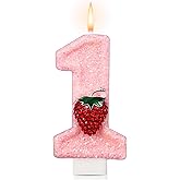Amazon.com: Strawberry Number 1 Candle Pink 1 Candle Berry One Glitter ...