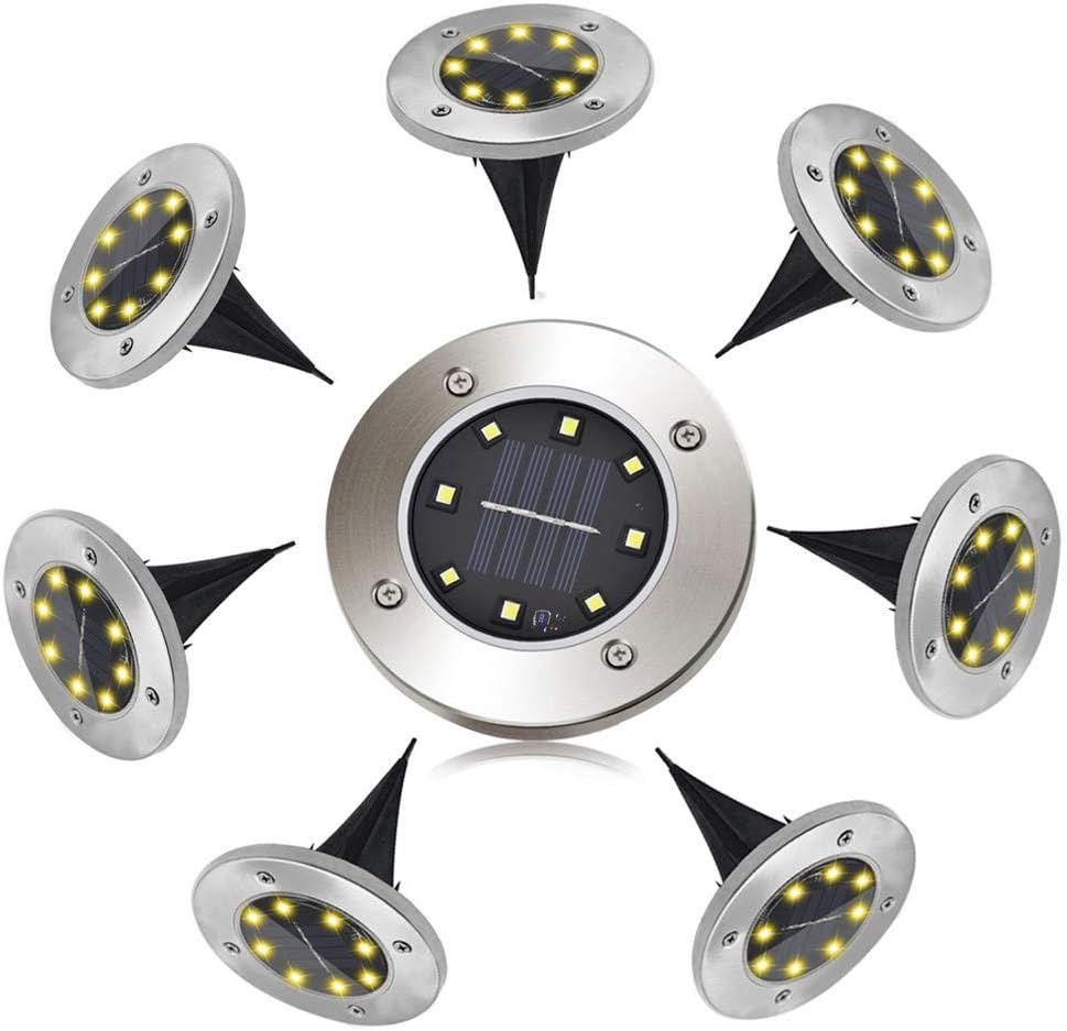 8 LED Solar Garden Lights,Pulchram Outdoor IP65 Waterproof Solar Ground ...