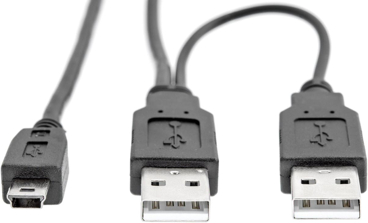 KnnX 28068 | USB 2.0 Dual Power Y cable | 2 x A male to Mini-B male ...