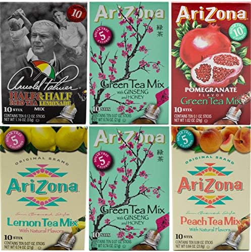 AriZona Assorted Iced Tea Stix (2 Green Tea, 1 Arnold Palmer, 1 Green ...