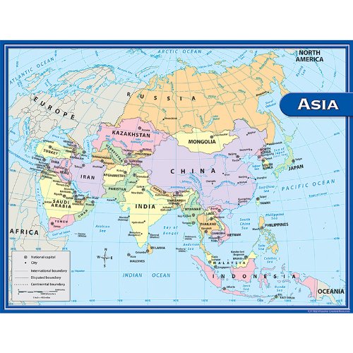 Teacher Created Resources Asia Map Chart, Multi Color (7652) - Want It All