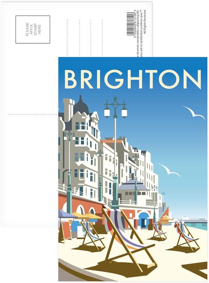 Brighton - Postcard (Pack of 8) - 6x4 inch - Art247: Amazon.co.uk ...