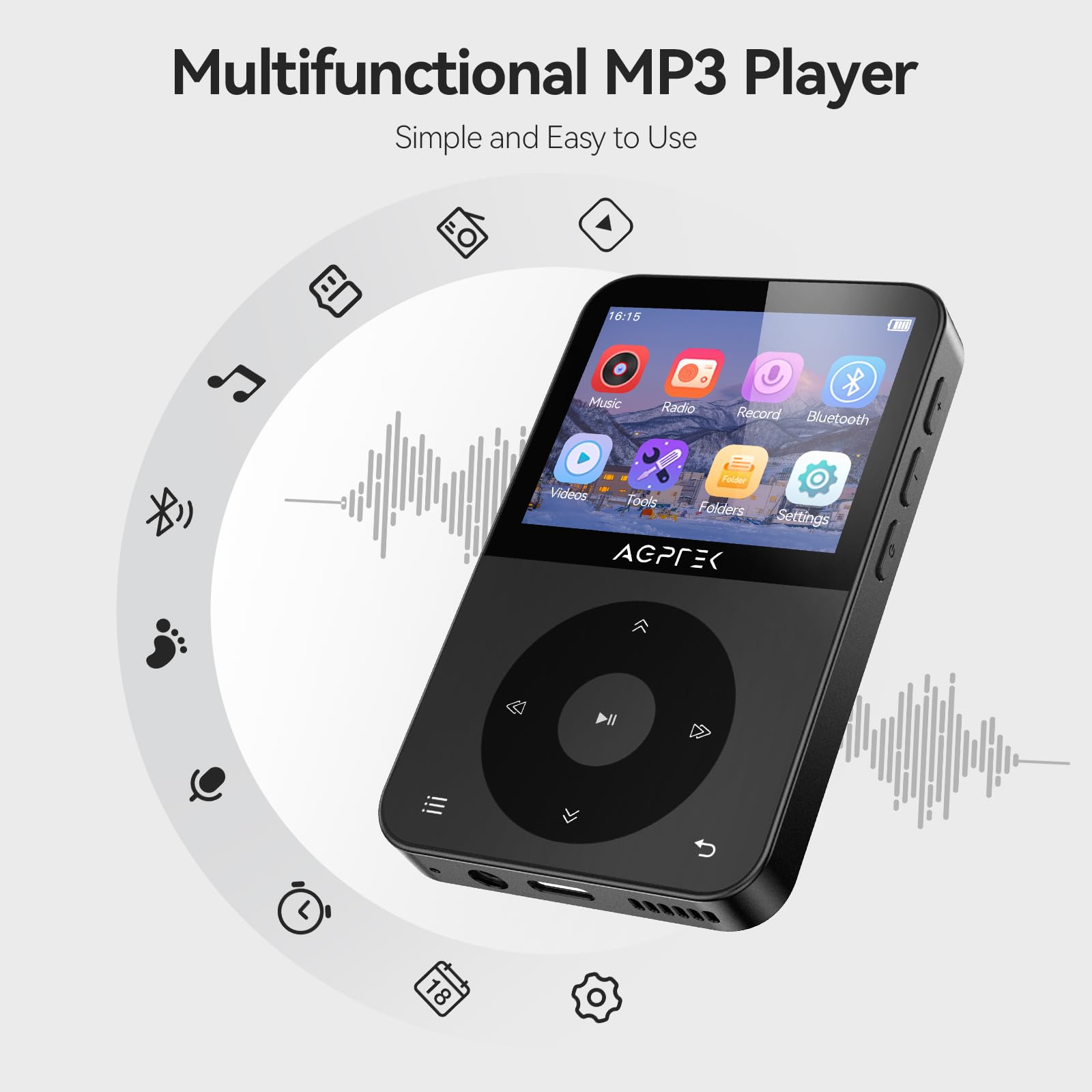 Mua 64GB MP3 Player with Bluetooth, 2.3'' Horizontal Screen Classic ...