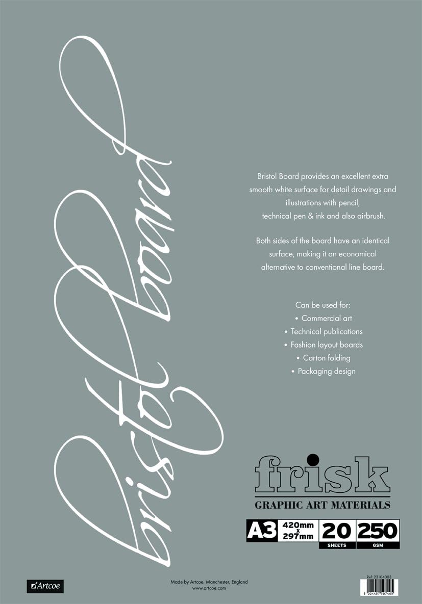 Frisk 23104003 Bristol Board Paper Pad A3 250gsm, White - BigaMart