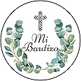 Amazon.com: 30 pcs Mi Bautizo Stickers Baptism Greenery Foliage ...