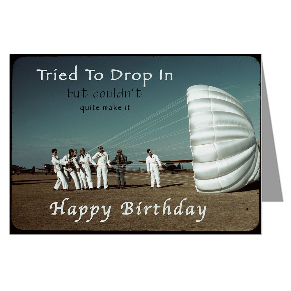 Amazon.com : Single Large Vintage Birthday Card With Parachute Training ...