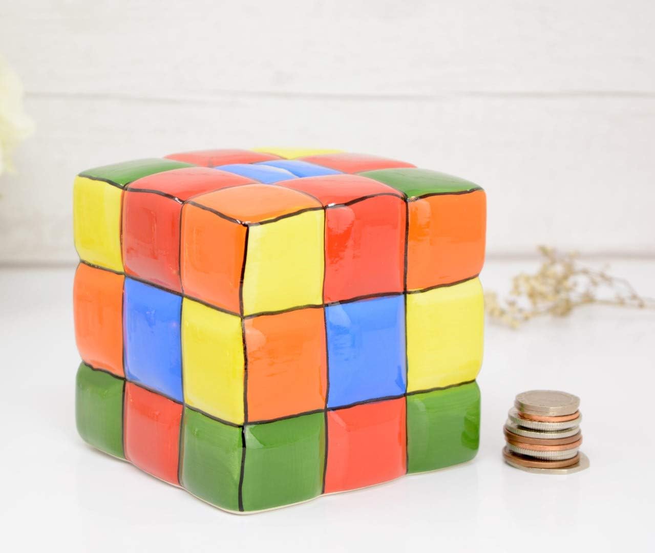 Piquaboo Ceramic Multicolour Cube Money Box -with Key Lock – BigaMart