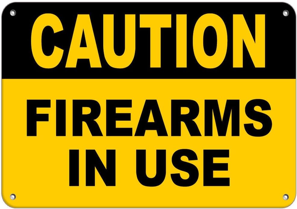 Amazon.com: Caution Firearms In Use Security Sign LABEL DECAL STICKER ...