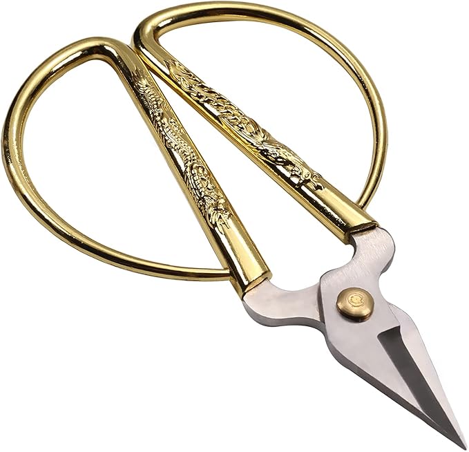 Utoolmart Carved Gold Tone Dragon Metal Handle Bonsai Scissors Craft ...