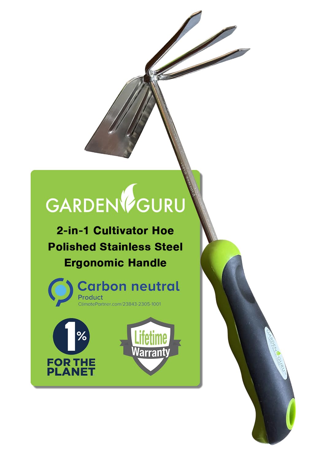 Garden Guru Hand Cultivator Rake Hoe Tiller Tool - Stainless Steel for ...