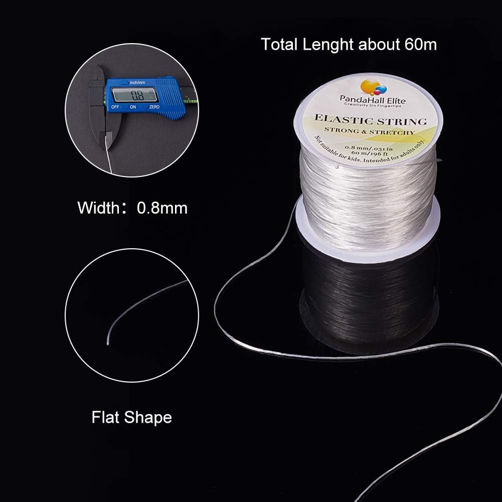 PandaHall Elite 1 Roll white 60m Elastic Fibre Wire Beading Cords ...
