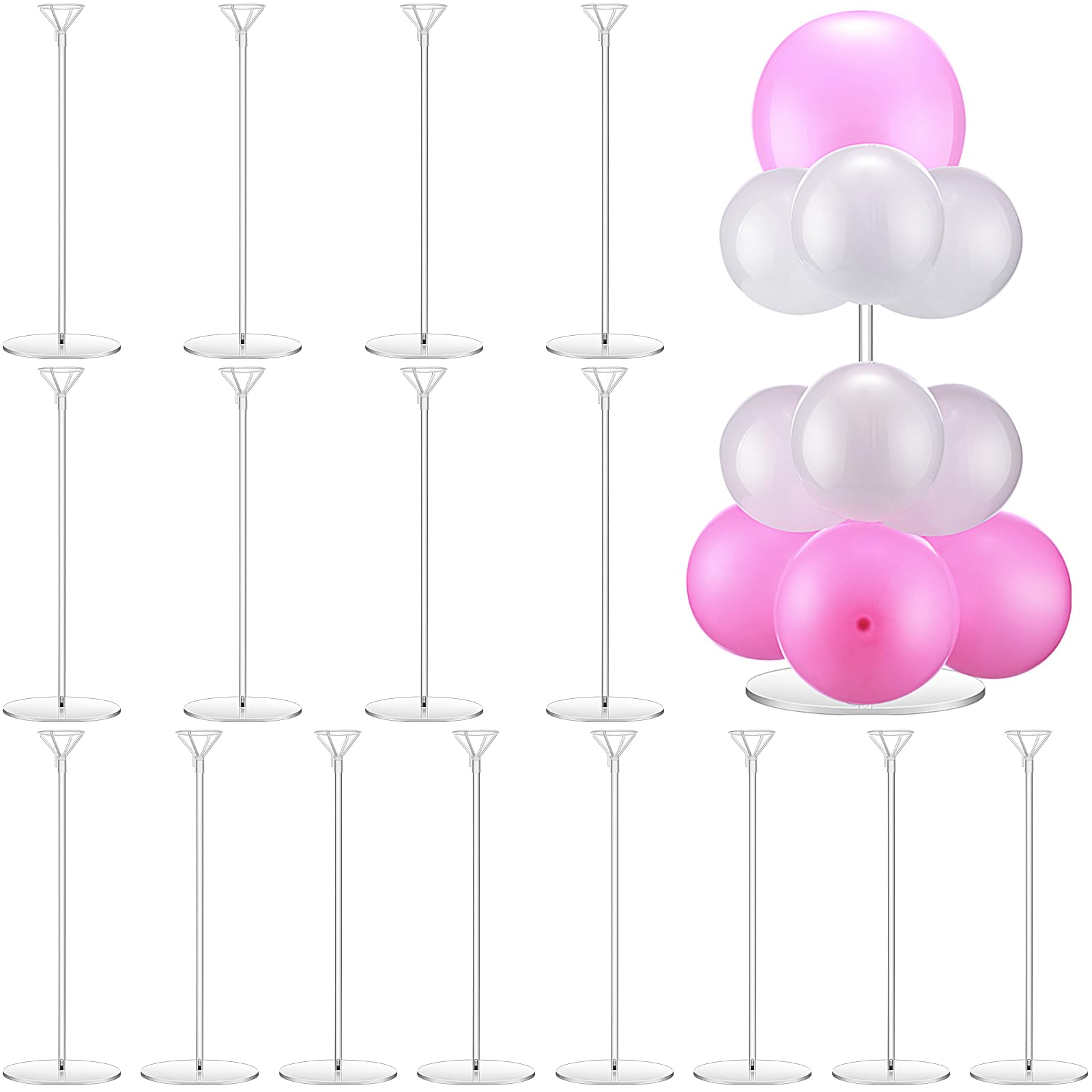 Hungdao 16 Pcs Clear Acrylic Tabletop Balloon Stand Kit, 15.75 Inch ...
