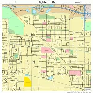 Amazon.com: Large Street & Road Map of Highland, Indiana IN - Printed ...