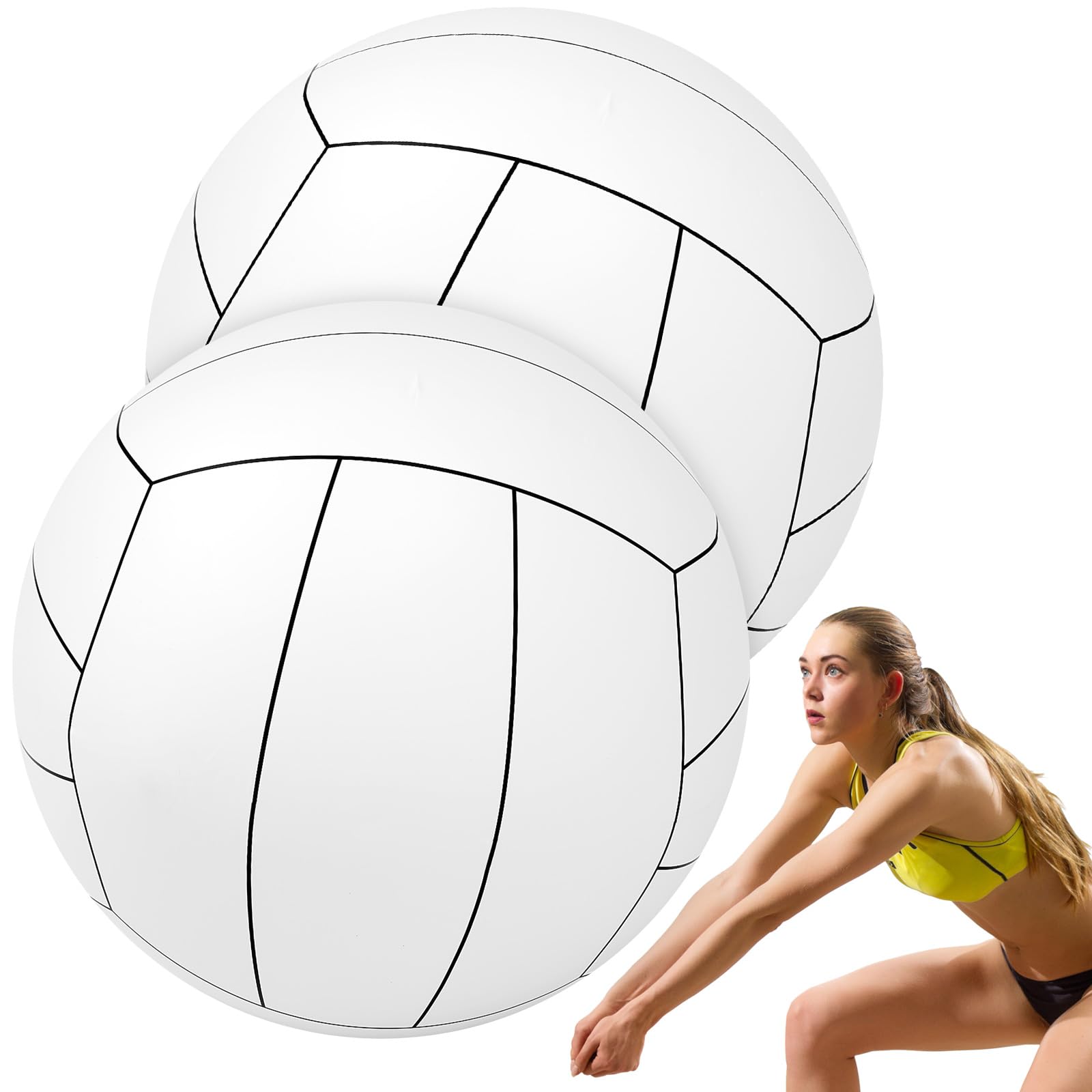 Meooeck 2 Pcs 40 Inch Giant Inflatable Volleyball Large Beach ...