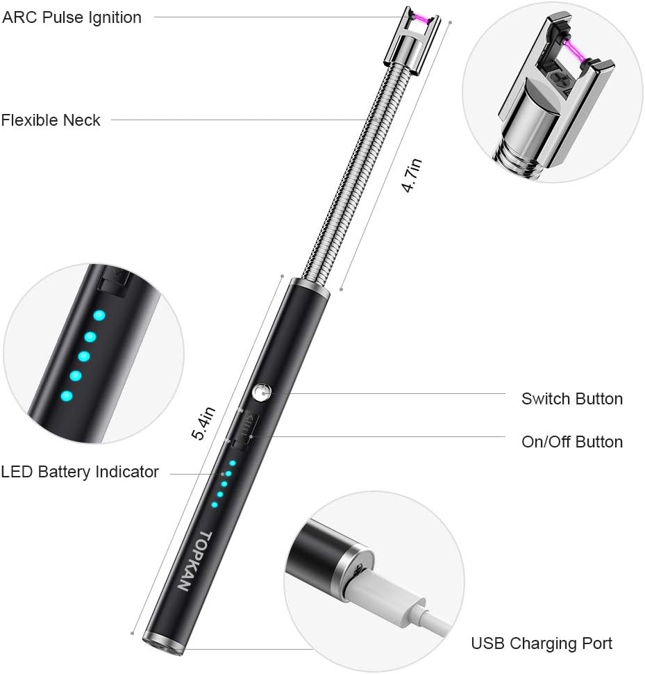 TOPKAY Lighter, Candle Lighter,Electric Lighter, USB Rechargeable ...