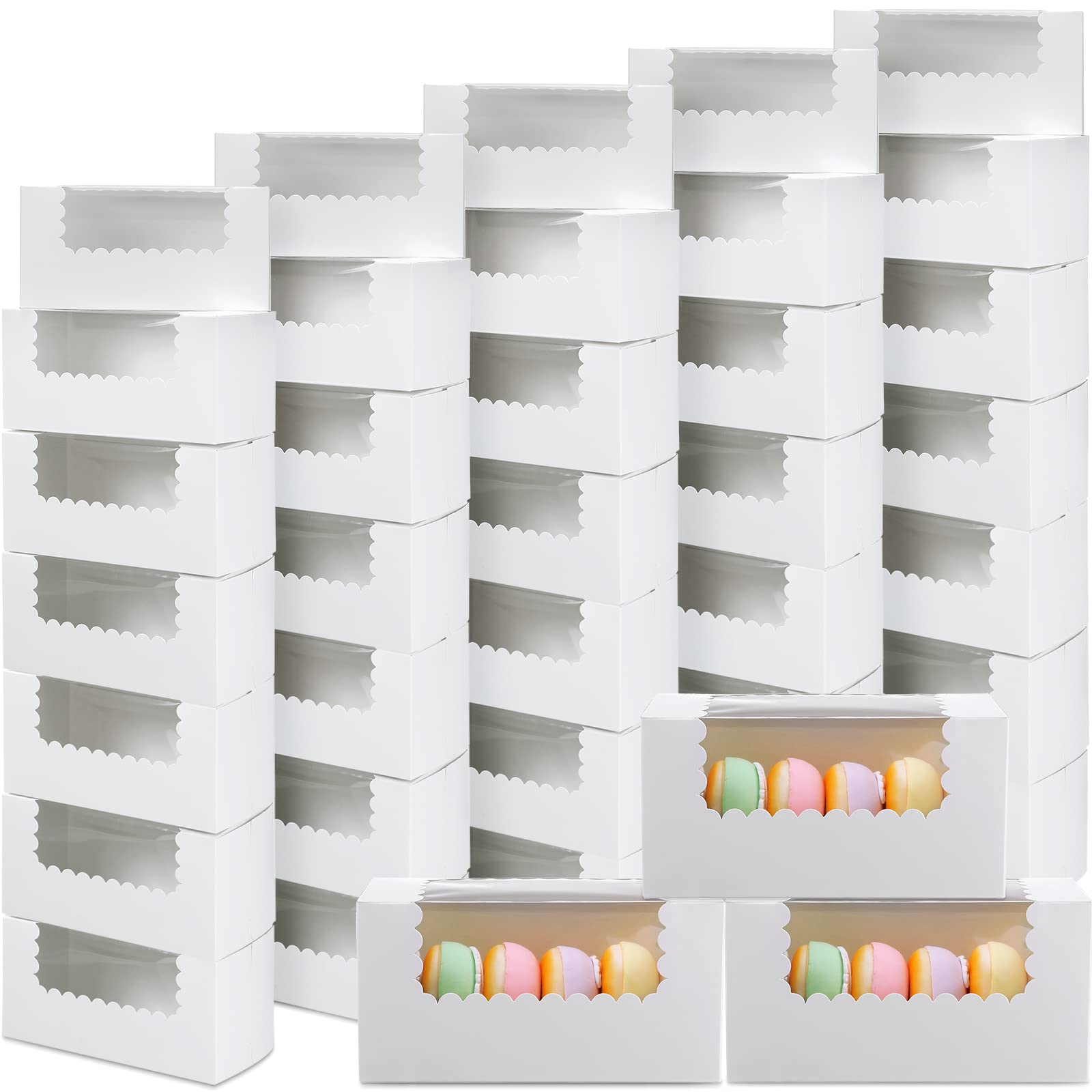 Ireer 60 Pack 8x4x4 Inch Bakery Boxes with Window Cookies Boxes Pumpkin ...