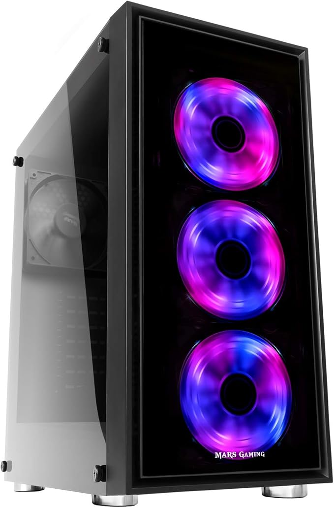 Mars Gaming MC7, Micro ATX PC Gaming Case, 3x Front RGB Fans 120mm ...