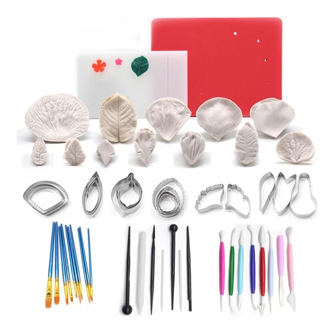 ART KITCHENWARE Sugar Flower Tools Decorating Cake Mold 12 Silicone ...