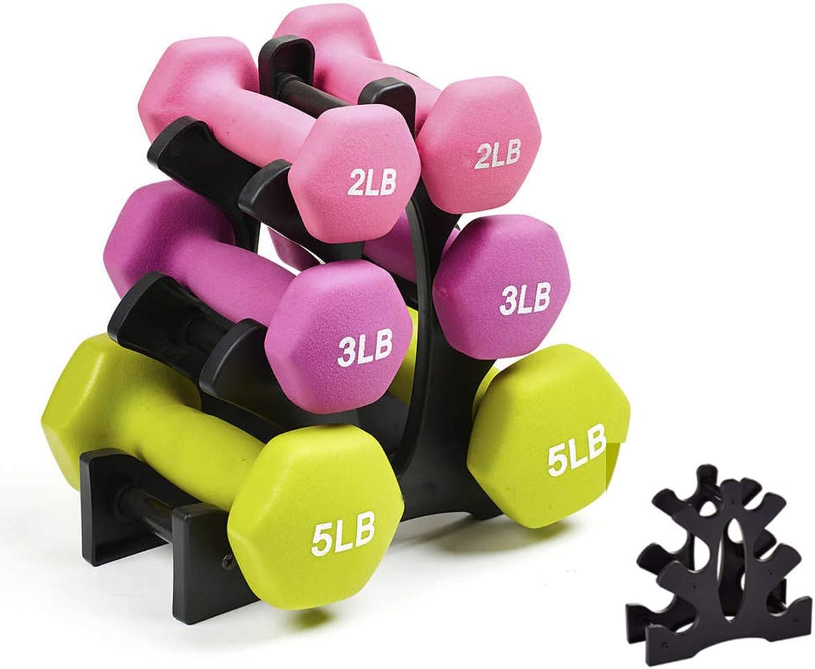 Ryoizen Triangle and Big Leaf 3-Tier Dumbbell Storage Rack Stand,Weight ...