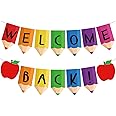 Amazon.com: AnyDesign Back to School Banner 2 Strings Welcome Back to ...