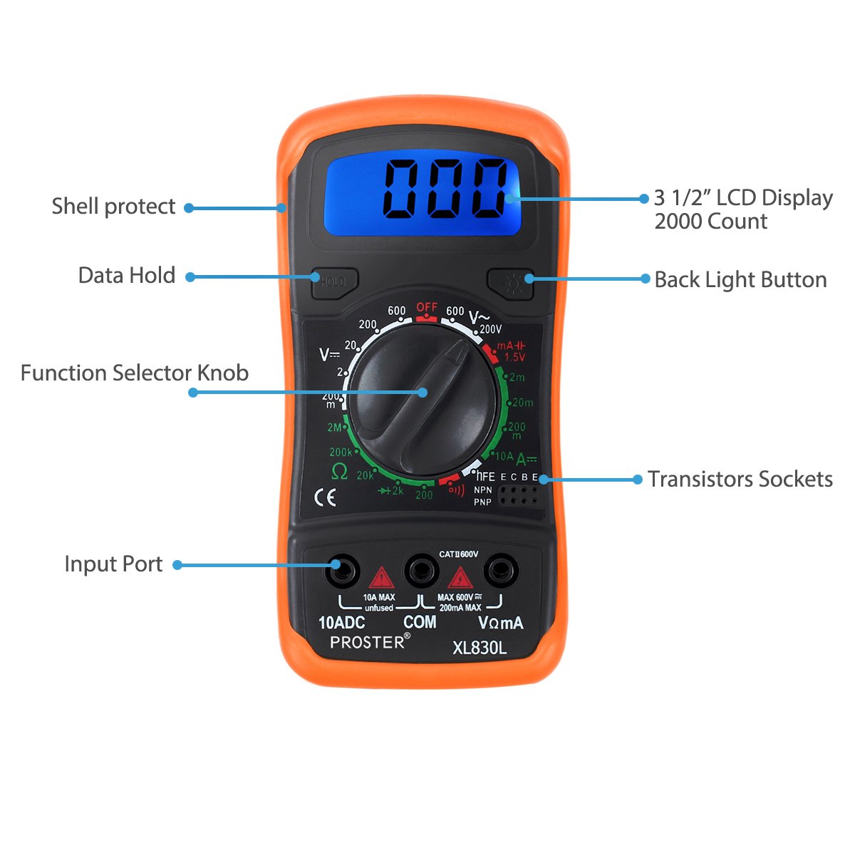 Tester di tensione Mini Voltmetro Amperometro Ohmmetro con LCD ...