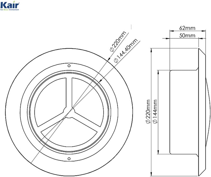 Kair Ceiling Valve 150mm – 6 inch Stainless Steel Adjustable Supply and ...