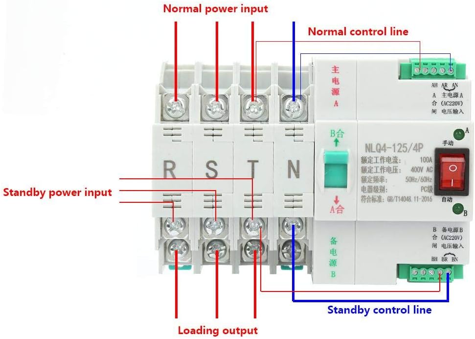 AC Transfer Switch,400V 4P 63/80/100A Dual Power Automatic Transfer ...