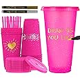 Amazon.com | Olavon 12 Pcs Plastic Tumbler with Lid and Straw, 24 oz ...