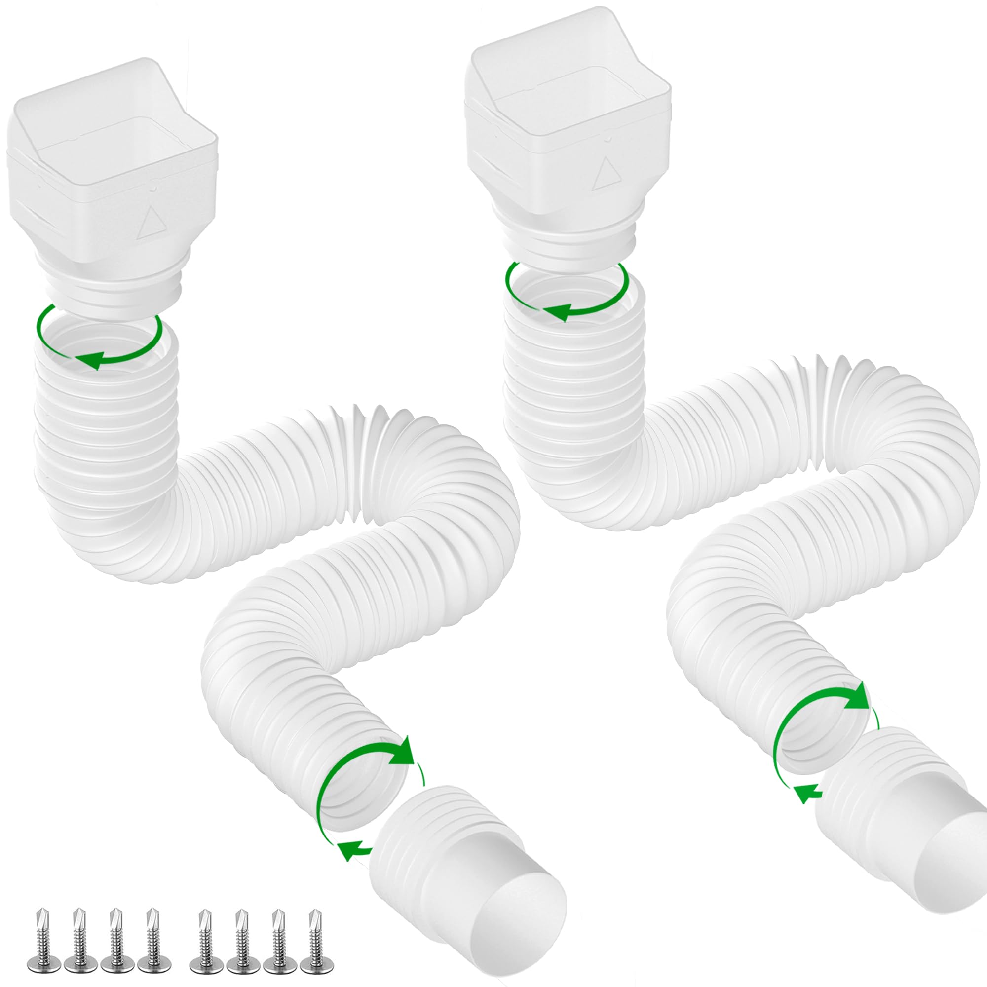 Binazon 2 Pack White-Rain Gutter Downspout Extensions, Downspout ...