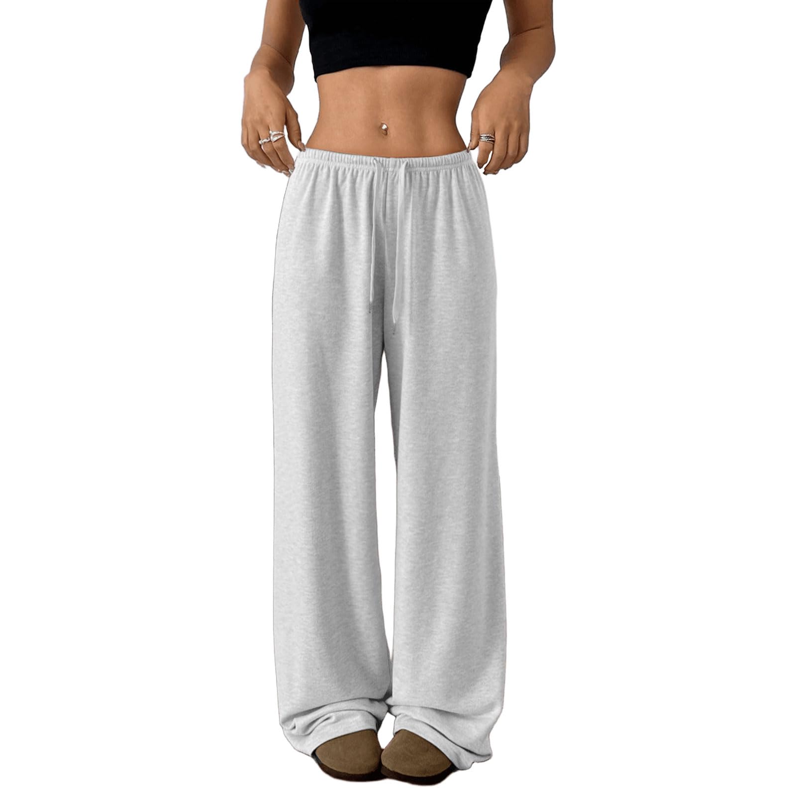 Djeanxa Low Rise Sweatpants for Women Y2K Straight Wide Leg Sweat Pants ...