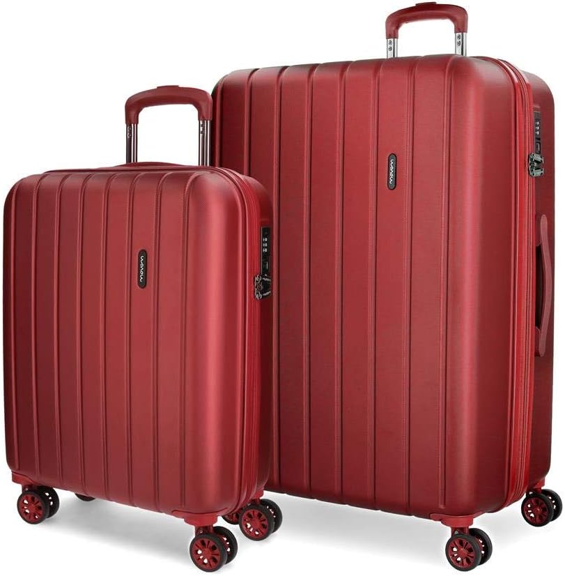 Movom Wood Red Luggage Set 55/70 cm Rigid ABS TSA Lock 119 Litre 4 ...