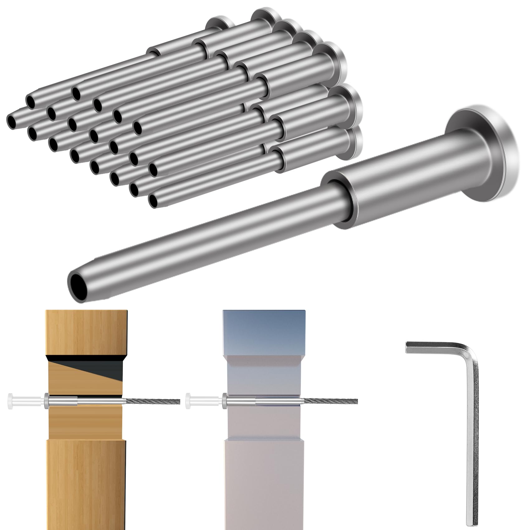 Invisible Cable Railing Kit,20 Pack 1/8'' Cable Railing Hardware,T316 ...