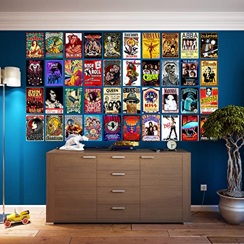 72Pcs Vintage Rock Band Posters Wall Collage Kit - Old Retro Music ...