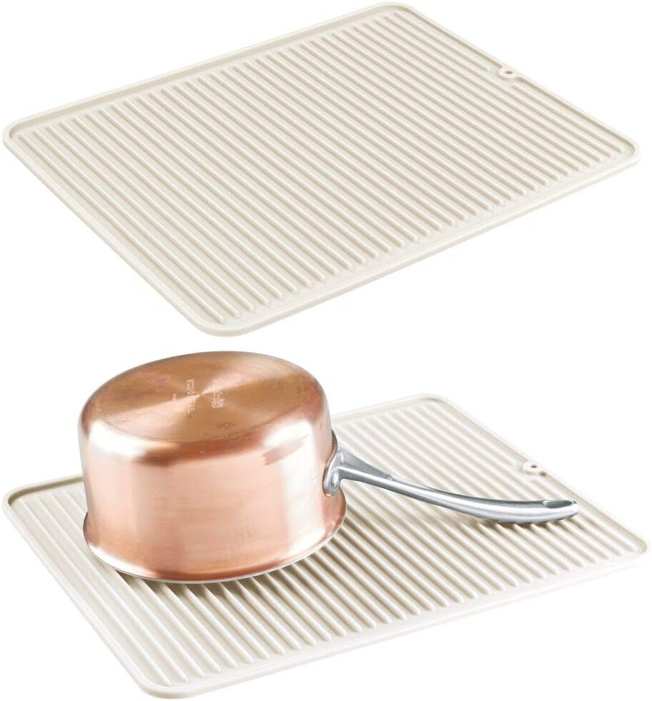 Amazon.com: mDesign Silicone Dish Drying Mat and Protector for Kitchen ...
