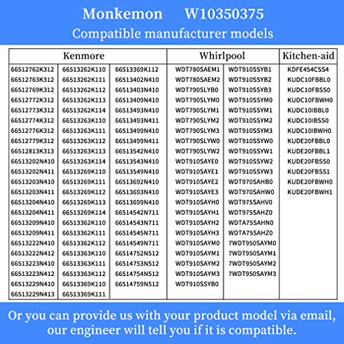 UPGRADED W10350375 Dishwasher Top Rack Adjuster and W10508950 ...