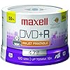 Inkjet Printable DVD+R Discs, 4.7GB, 16x, Spindle, White, 50/Pack in ...