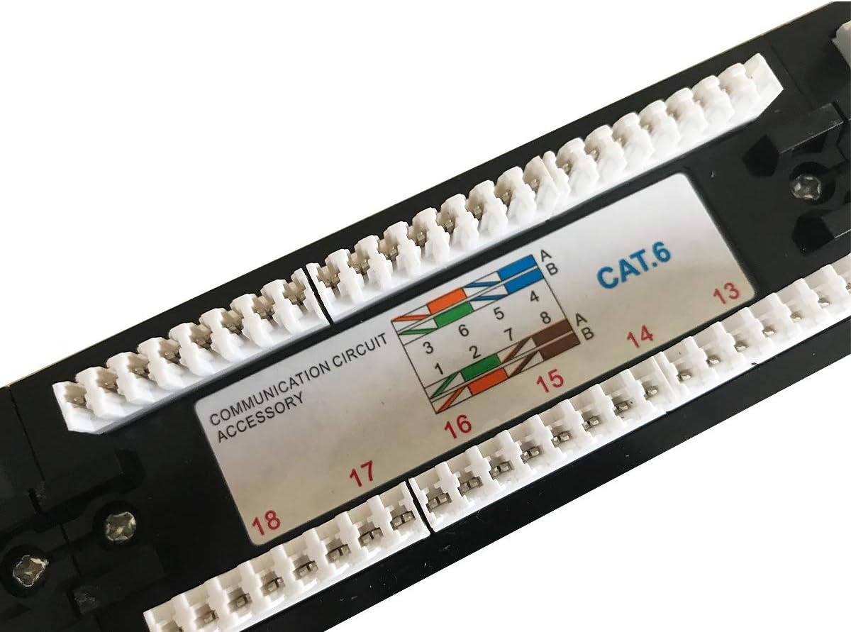 24 Port 1U Rack Cat6 Patch Panel, Pro Rj45 110 Network Cable Management ...