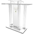 Amazon.com: Rolling Pulpit Table Transparent Acrylic Podium with Wheels ...