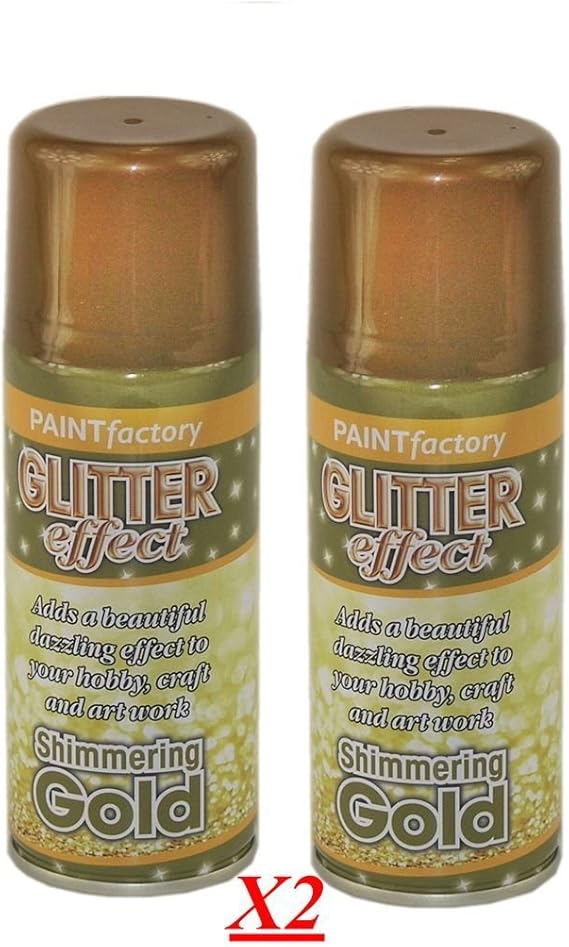 2x Glitter Gold Effect Spray Paint Decorative Creative Art Crafts ...