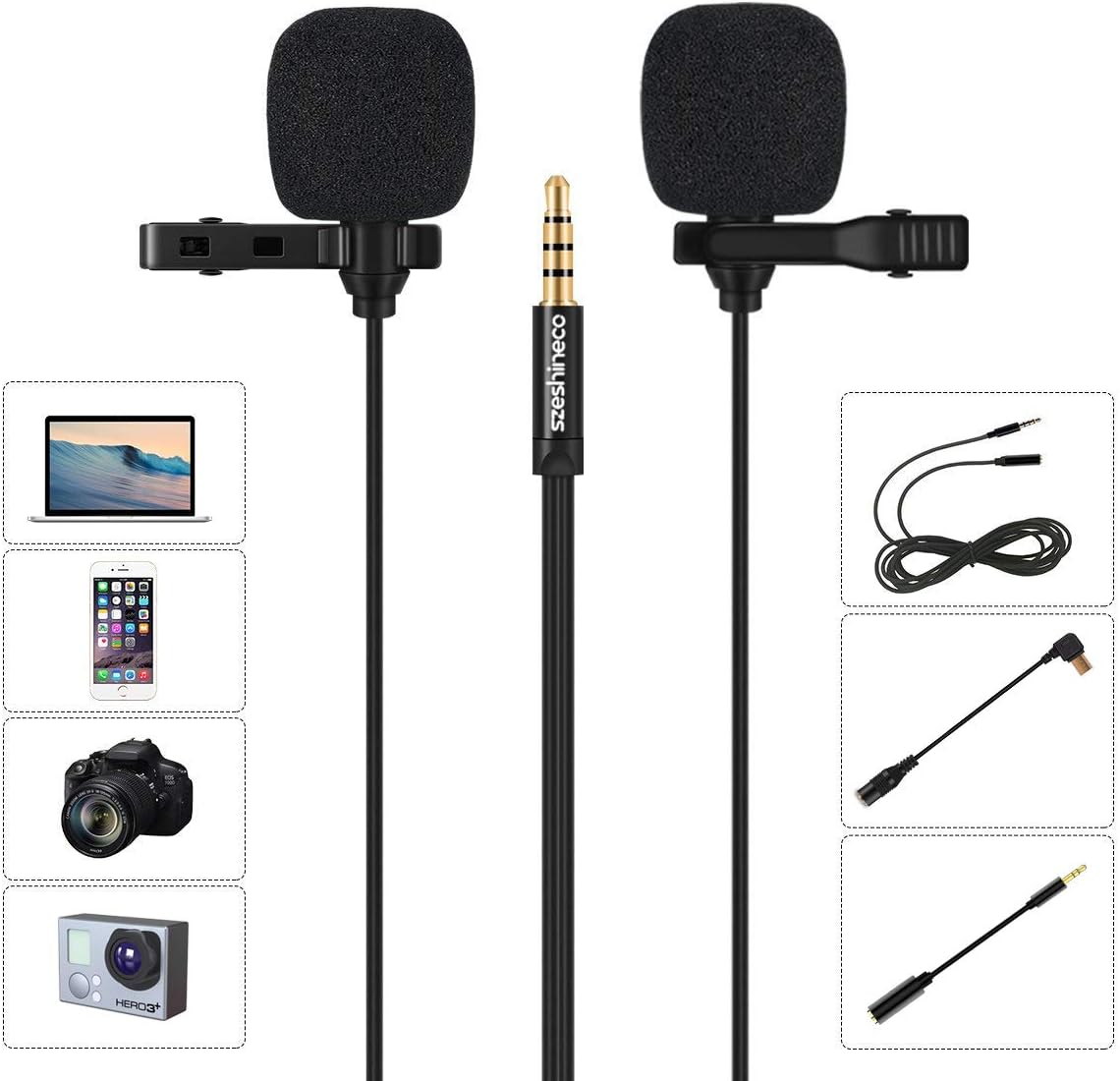 Lavalier Microphone, Szeshineco Lavalier Microphone 3.5mm ...