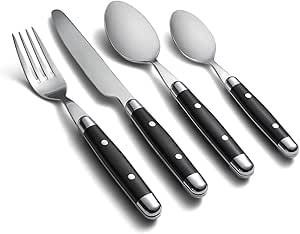 Amazon.com | Cambridge Silversmiths 16 Piece Jubilee Flatware Set, Black: Flatware Sets
