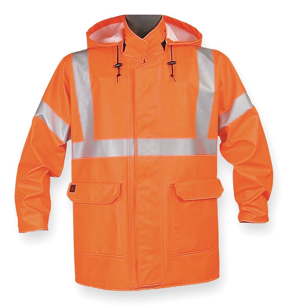 Arc Flash Rain Jacket with Hood, Orange, Flame Resistant, L: Protective ...