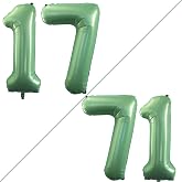 Amazon.com: Sage Green Number 17 Birthday Balloons, 40 Inch Large Foil ...