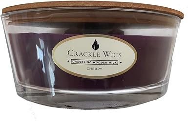 Crackle Wick Large Scented Candle in Glass Jar 485g - Cherry: Amazon.co.uk: Lighting
