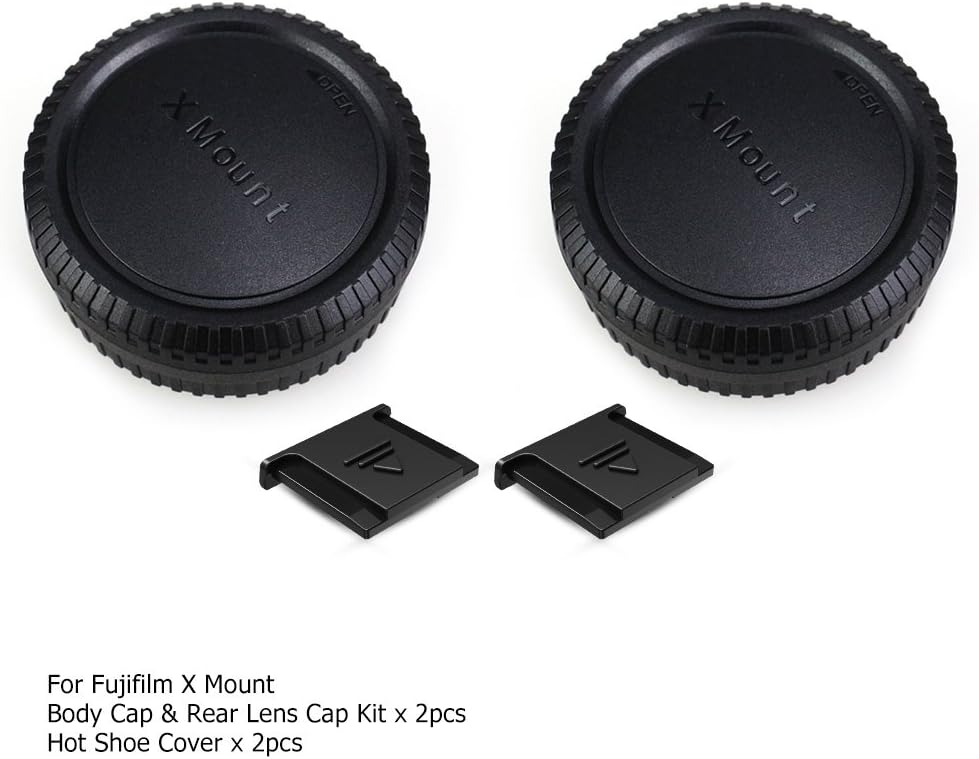 Amazon.com : 2 Pack X Mount Body Cap Cover & Rear Lens Cap for Fuji Fujifilm X-T3 X-T4 X-T2 X-T1 ...