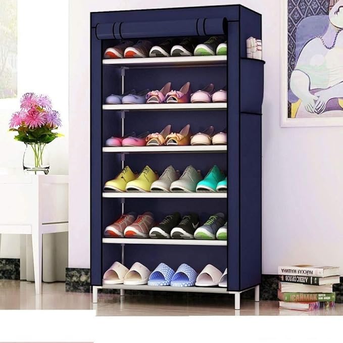 Glancestore Shoe Rack with Cover,Multipurpose Portable Folding Shoes ...