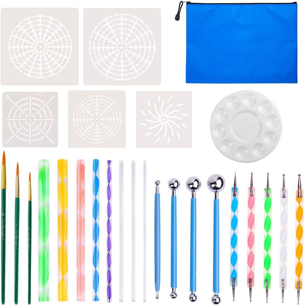 YZNlife 27 Pieces Mandala Dotting Tools for Rocks Different Size ...