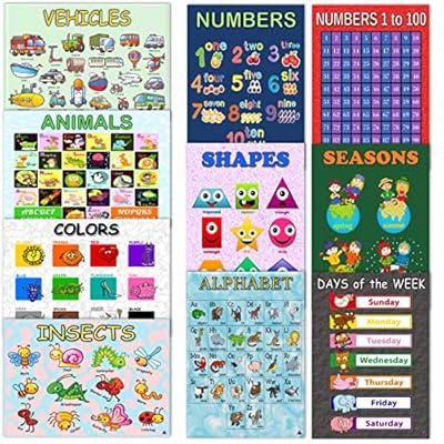 Shapes Numbers Colors ABC Alphabet 10 Educational Classroom Posters for ...