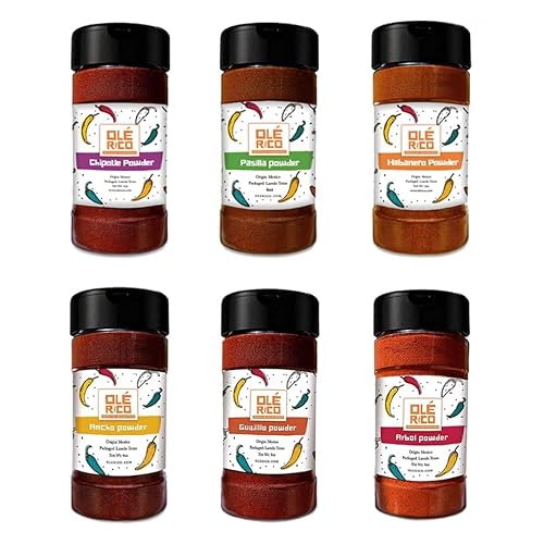 Chile Powder 6 Pack Bundle (24 oz Total) - Ancho, Arbol, Chipotle ...